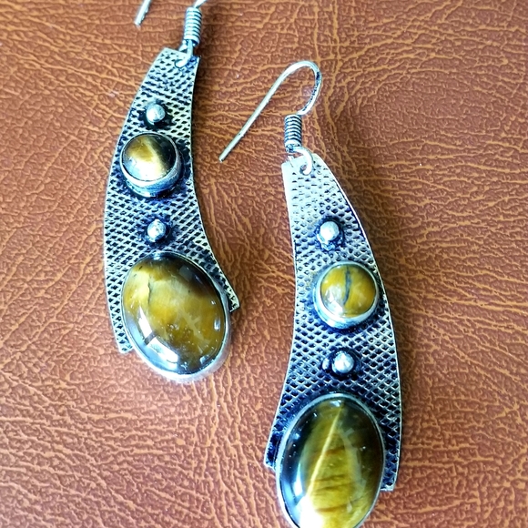 Jewelry | Vintage Sterling Silver Tigers Eye Earrings | Poshmark
